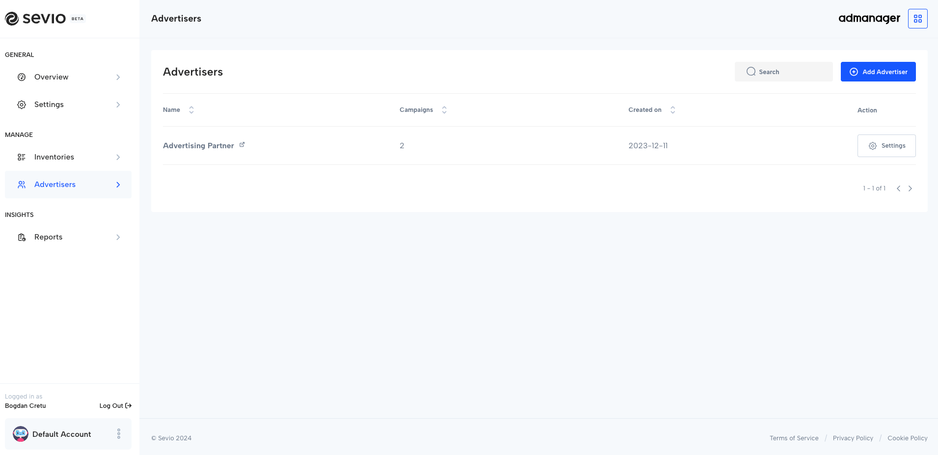 Sevio Ad Manager Overview – Sevio