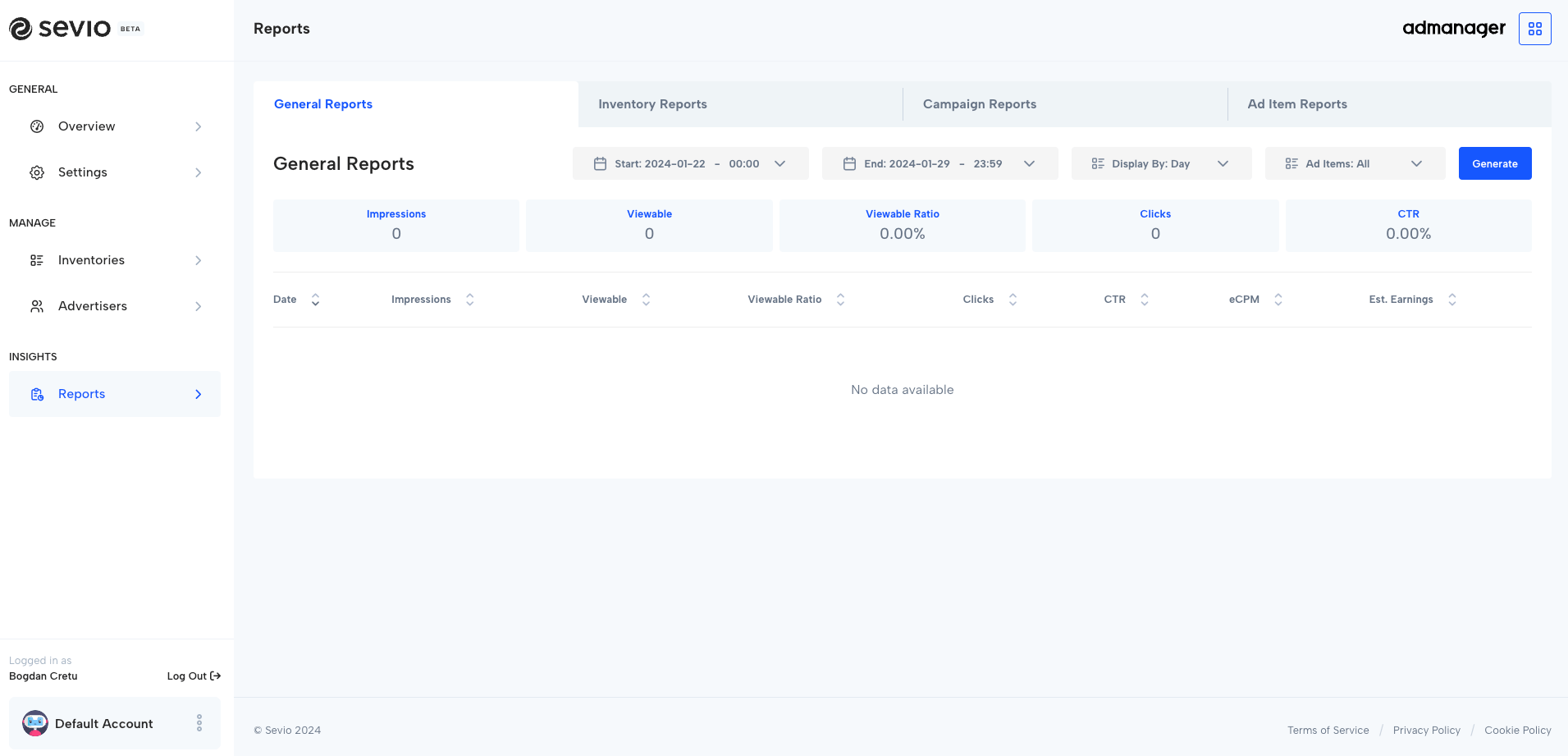 Sevio Ad Manager Overview – Sevio