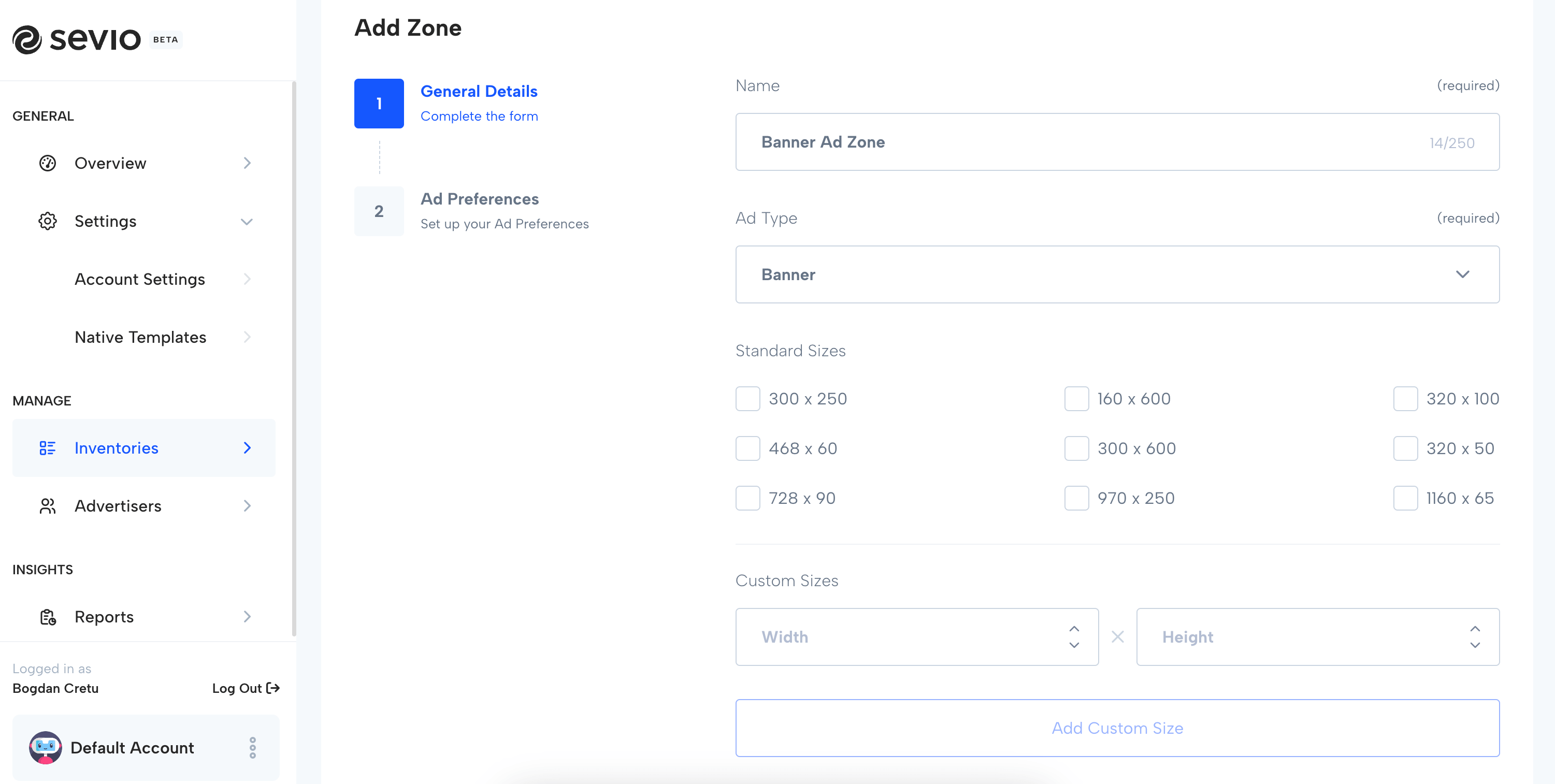 Banner Ad Zones – Sevio