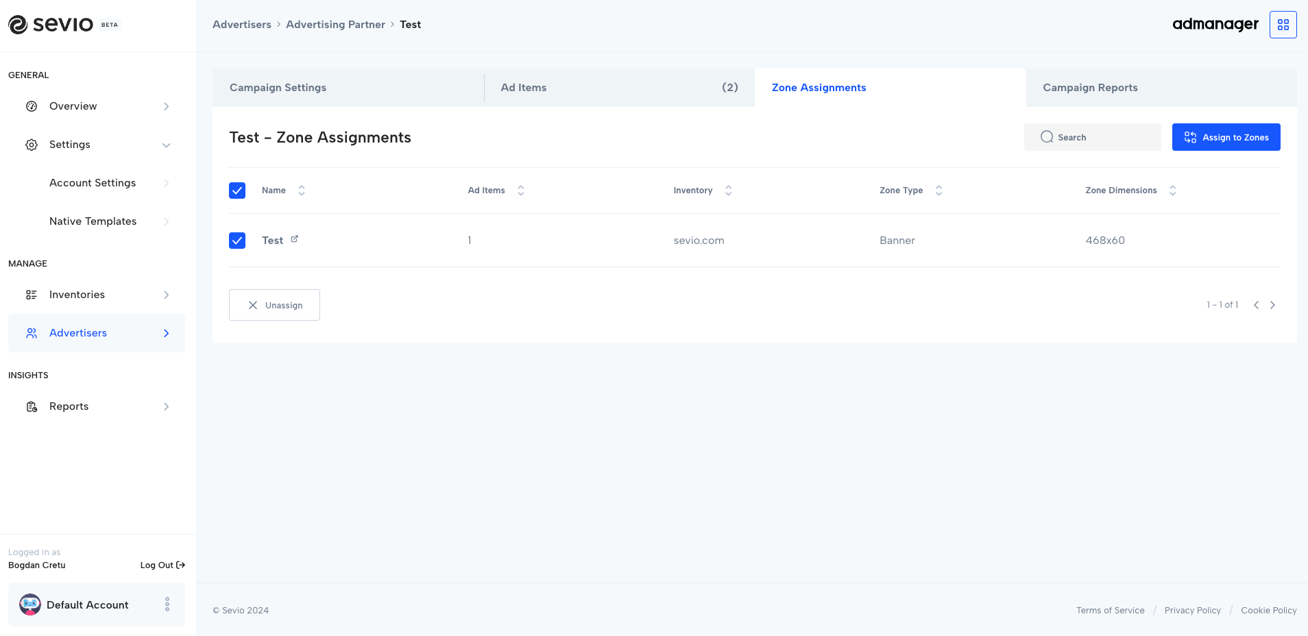 Assigning Campaigns to Ad Zones – Sevio